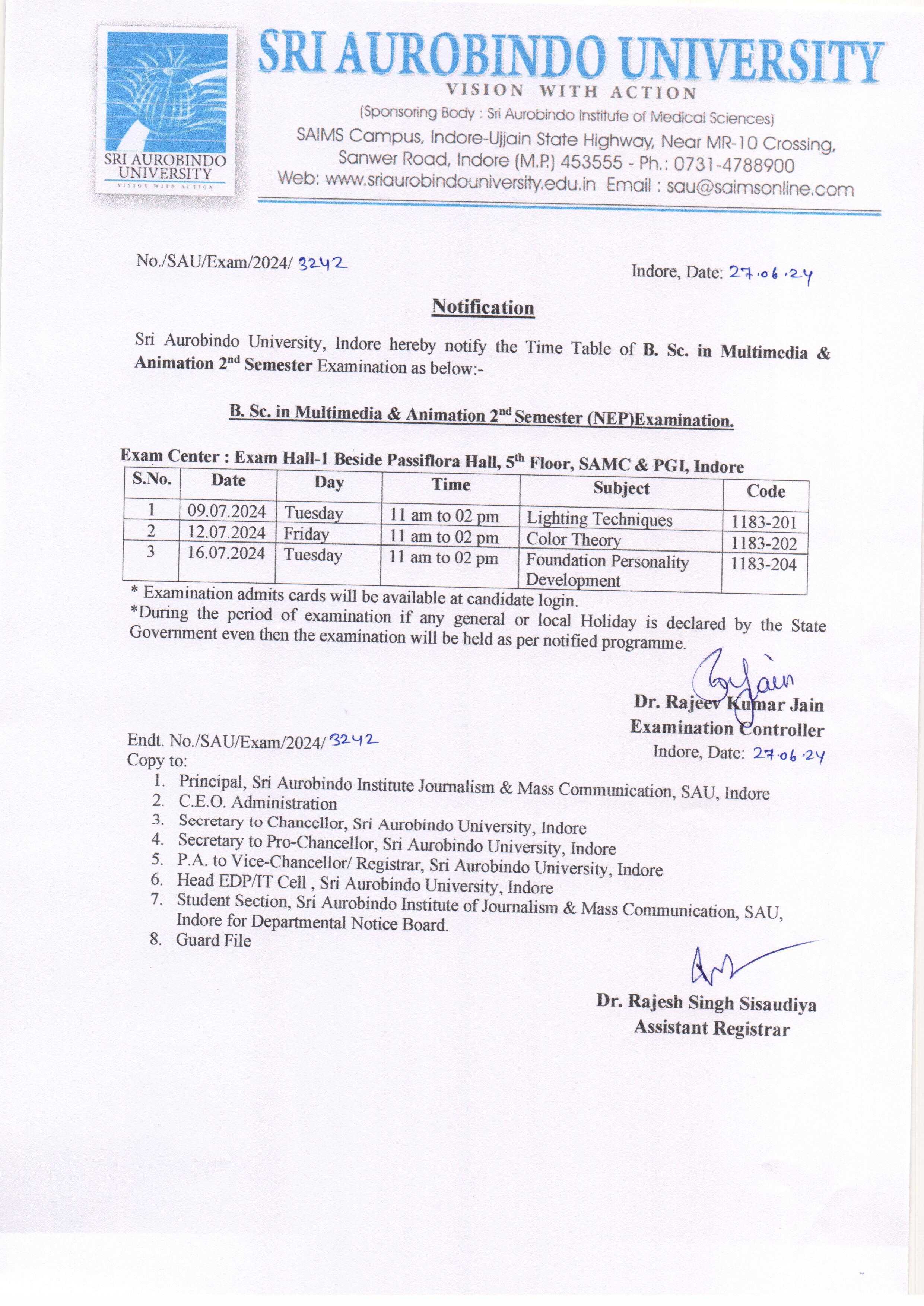 Contact Admission Cell